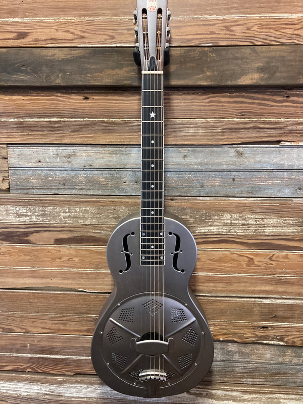 LEFTY!! Parlor Resolian | Antique Steel - Republic Guitars | Austin Texas
