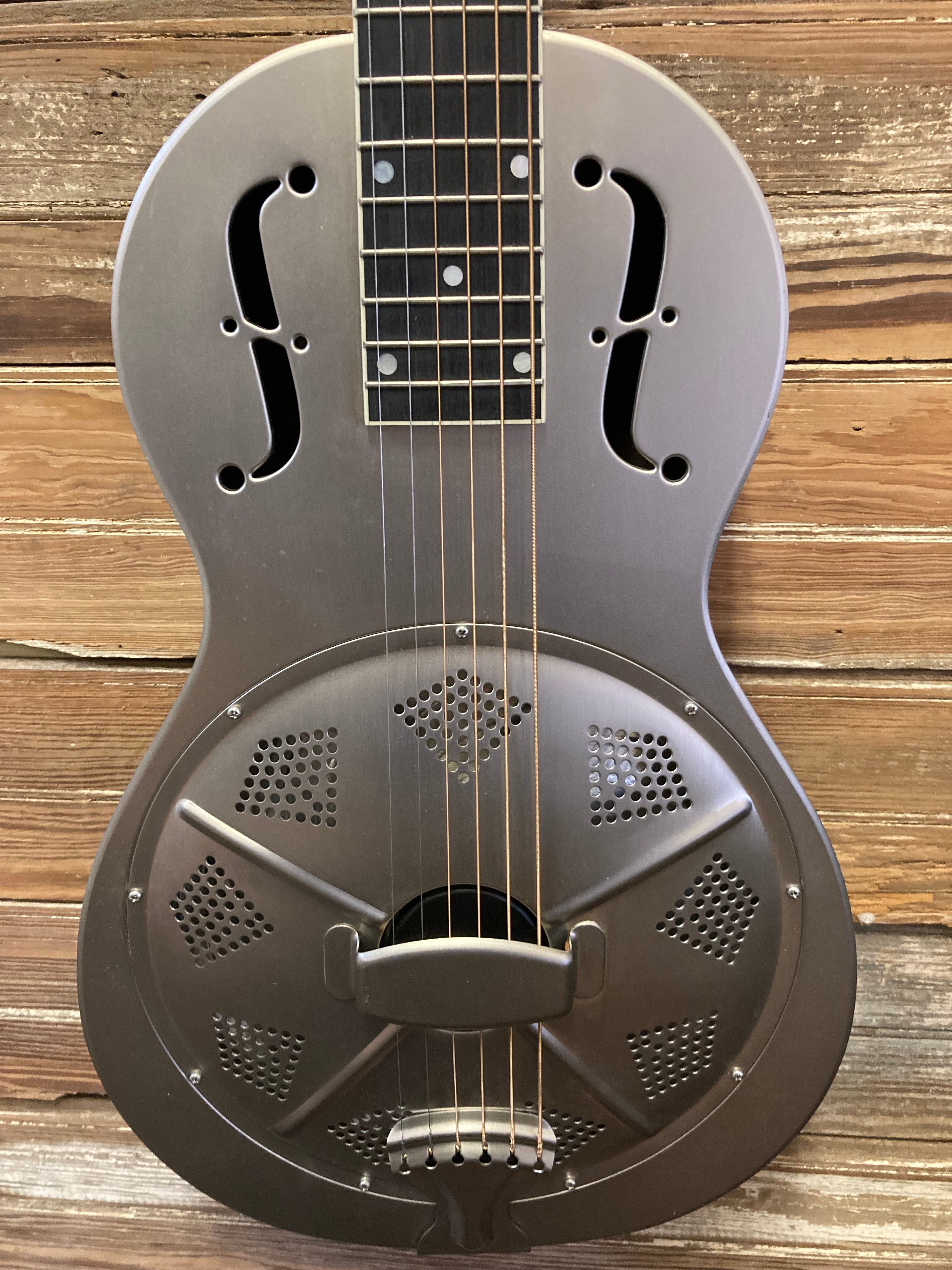 LEFTY!! Parlor Resolian | Antique Steel - Republic Guitars | Austin Texas